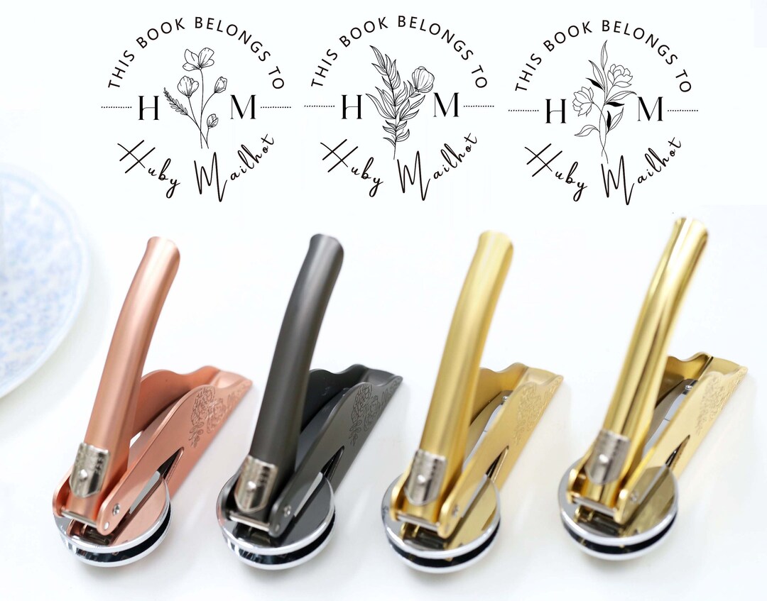 Personalized Book Embosser, From the Library Embosser, Rose Design ...