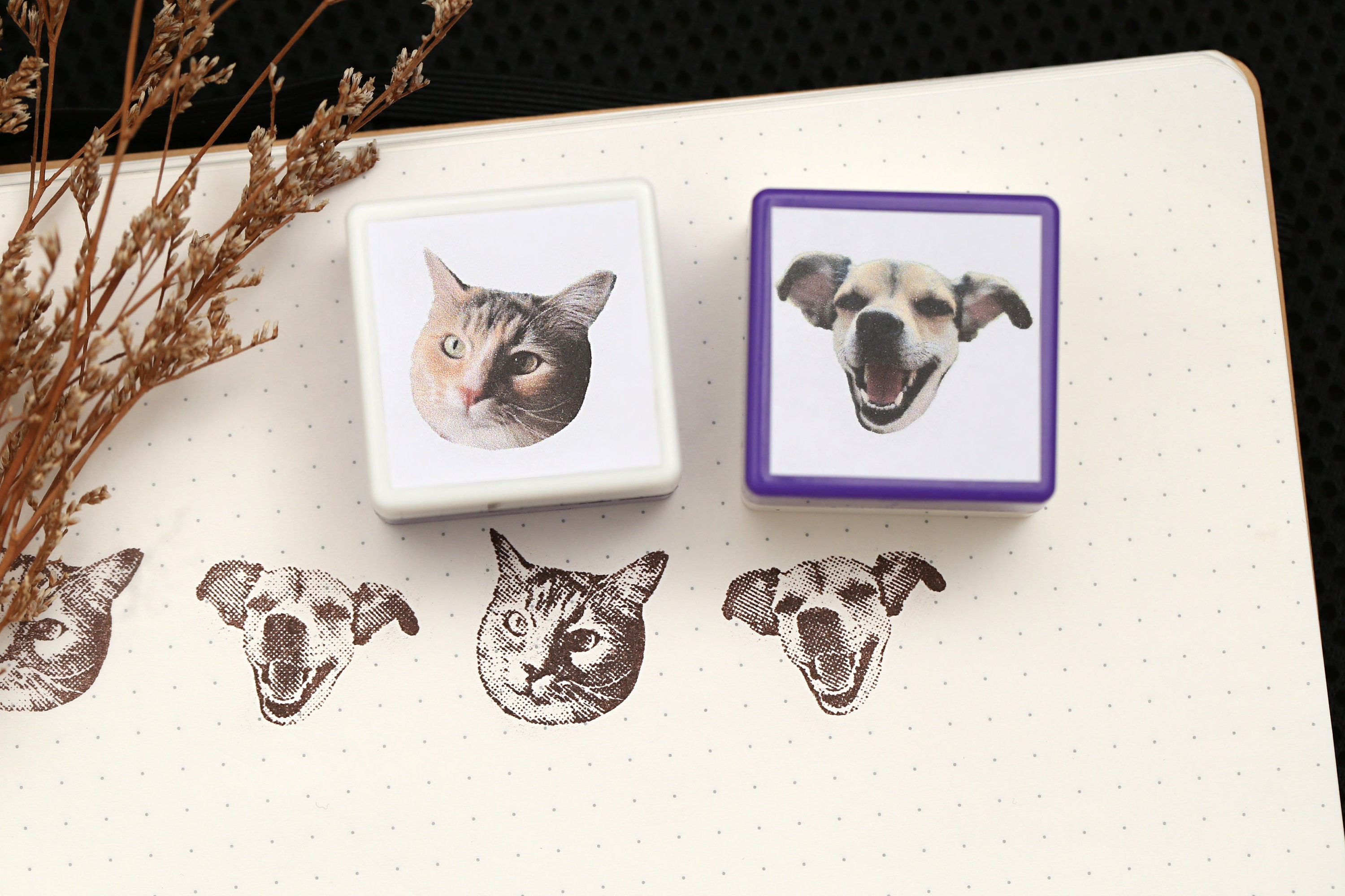 Custom Cat Portrait Ink Stamp Personalized Pet Dog Portrait - Etsy