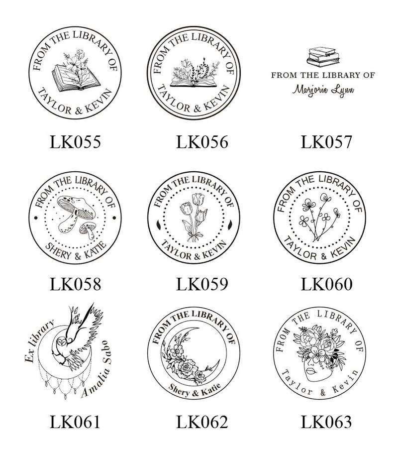 Library of Mushroom Stamp, Ex Libris Self Ink Stamper, Personalized ...