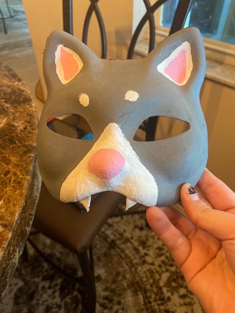 Pink and Grey Cat Therian Mask - Etsy