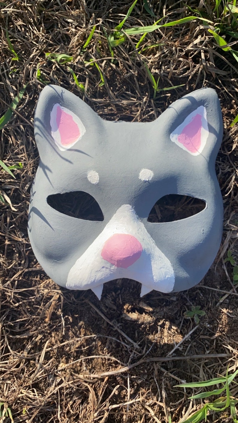 Pink and Grey Cat Therian Mask - Etsy