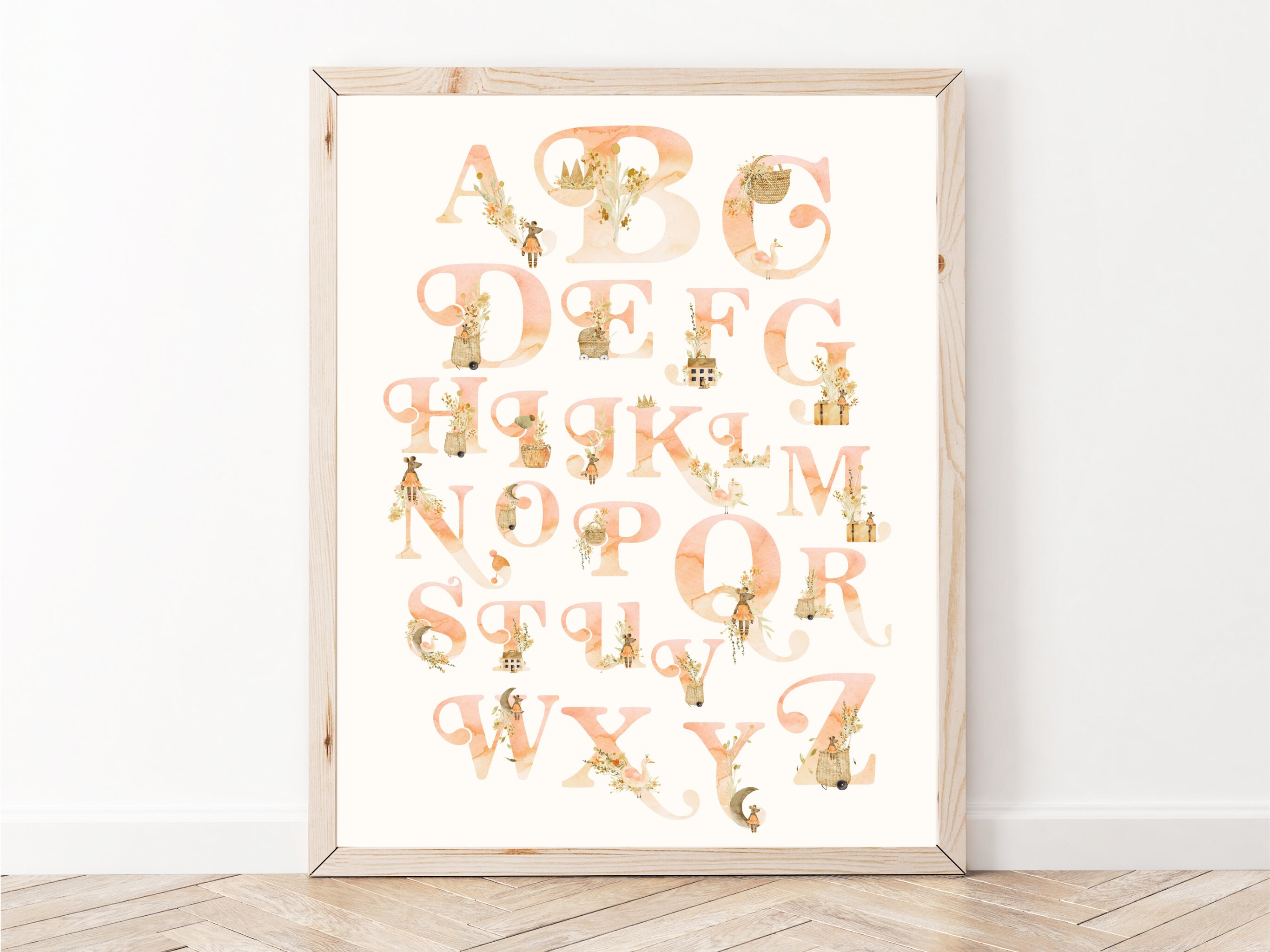 Vintage Boho Alphabet Poster Nursery or Classroom Boho ABC Printable ...