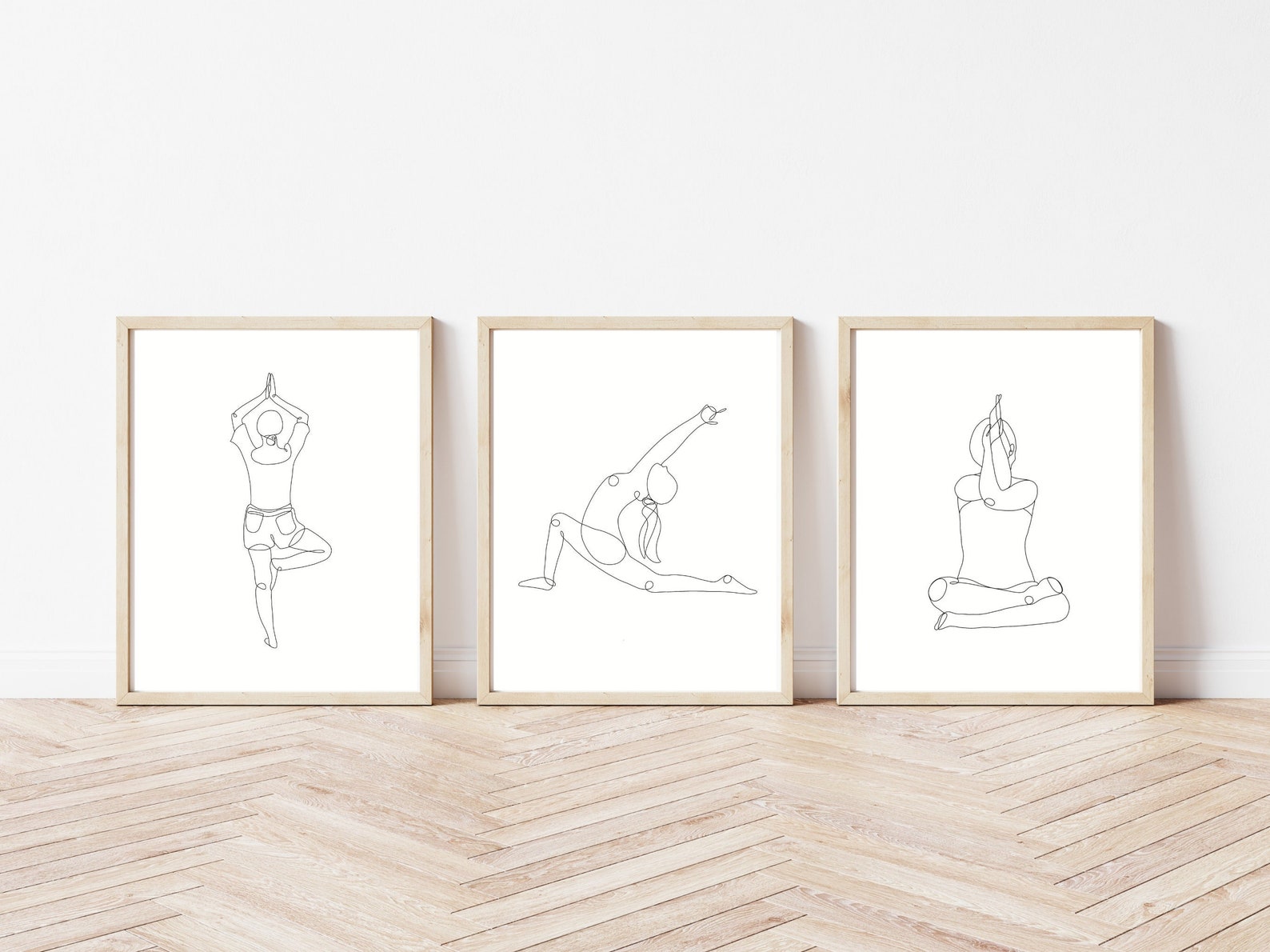 Printable One Line Yoga Art Bundle | Set of 3 Prints | Yoga Poses ...