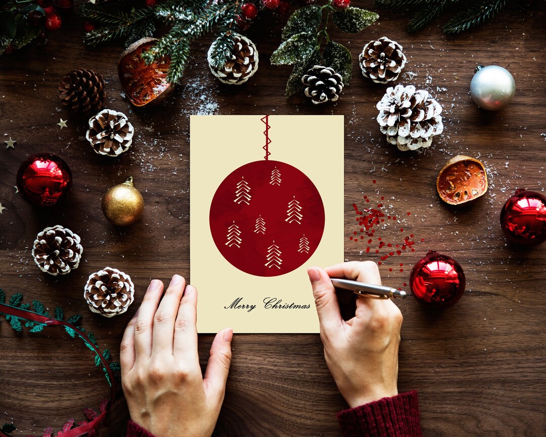 Printable Christmas Card Set, Happy Holidays Card, Minimalist Cards ...
