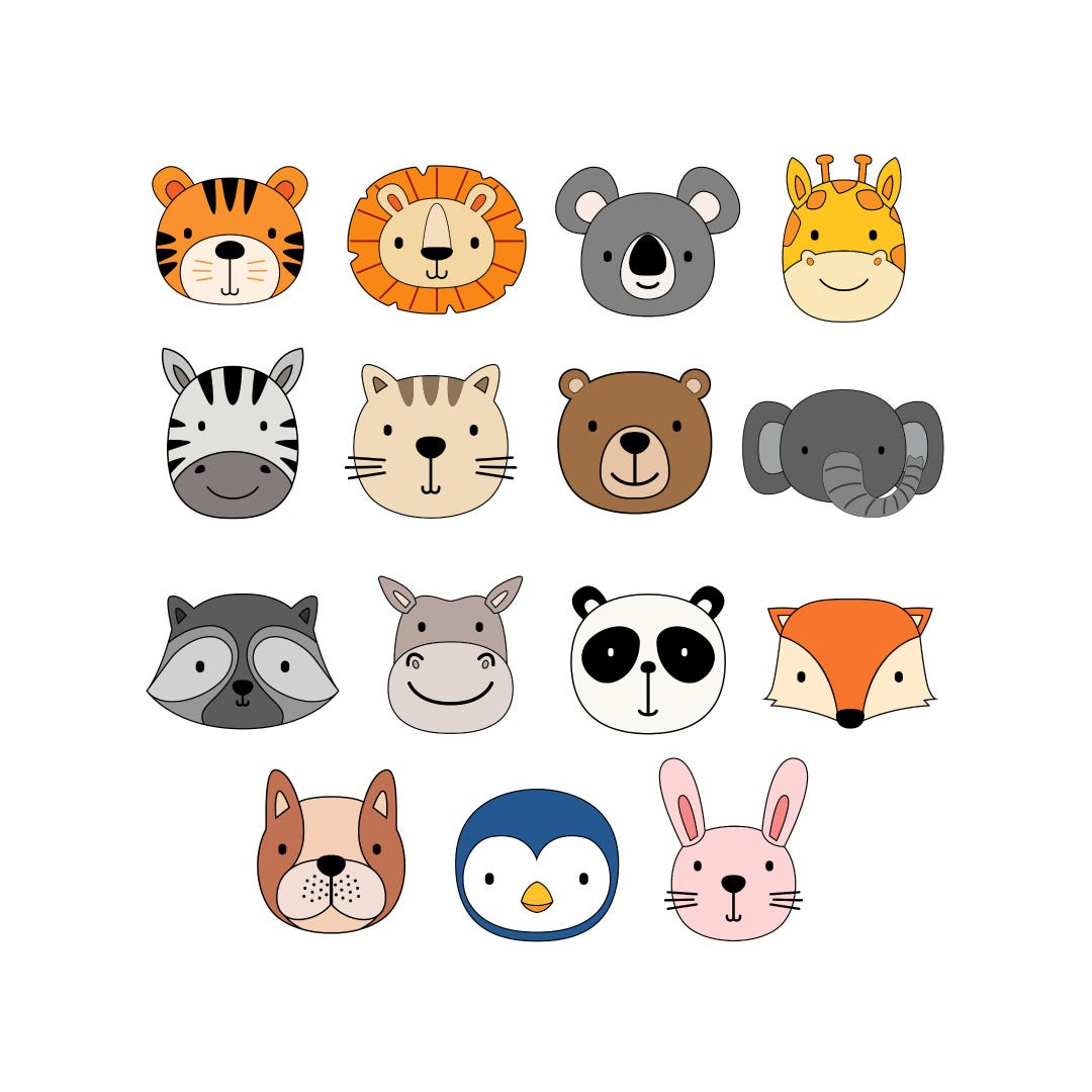 Animal Face Svg, Animal Head Svg, Animal Face Png, Animal Face Clipart ...