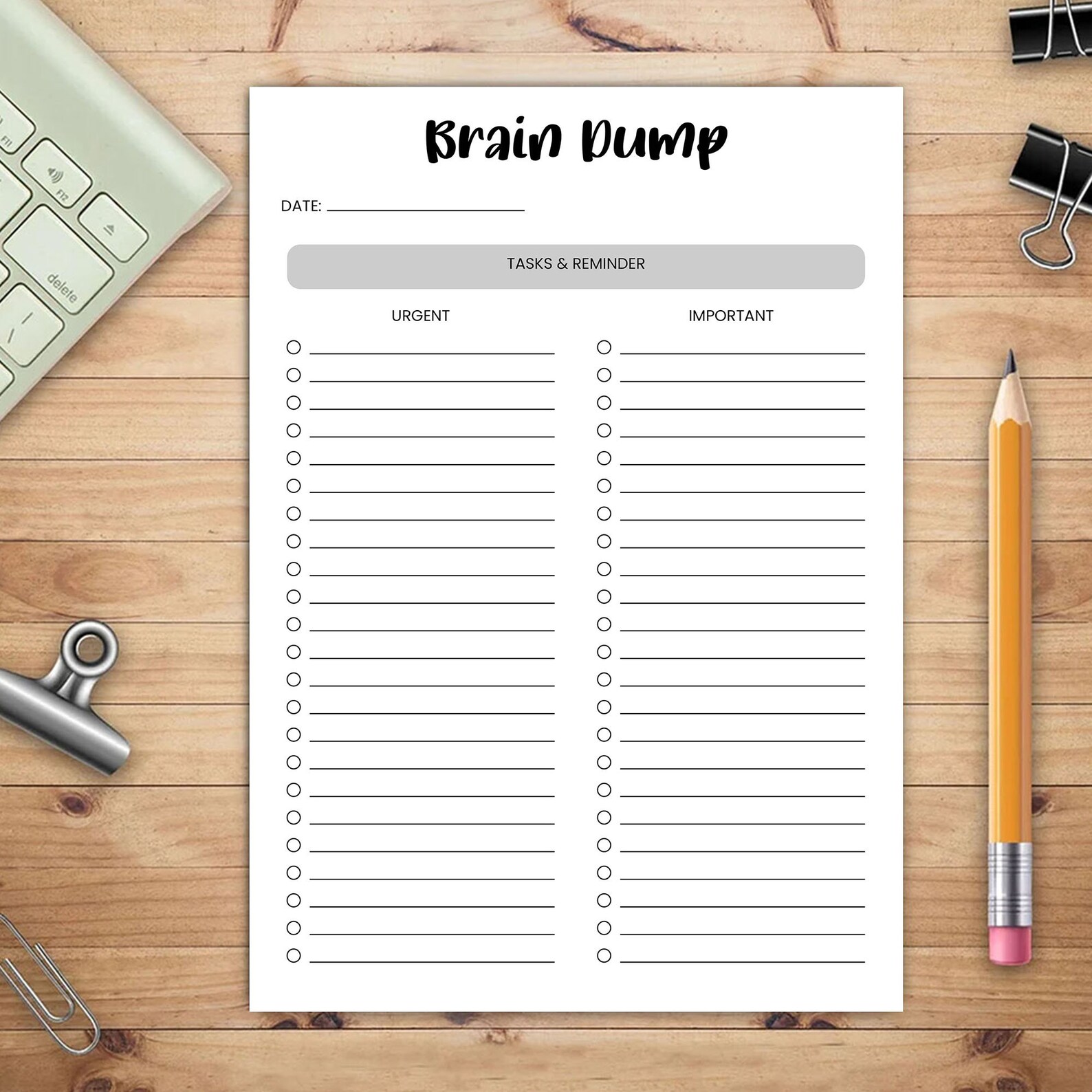 Minimalist Brain Dump PDF Printable Task List Decision | Etsy UK
