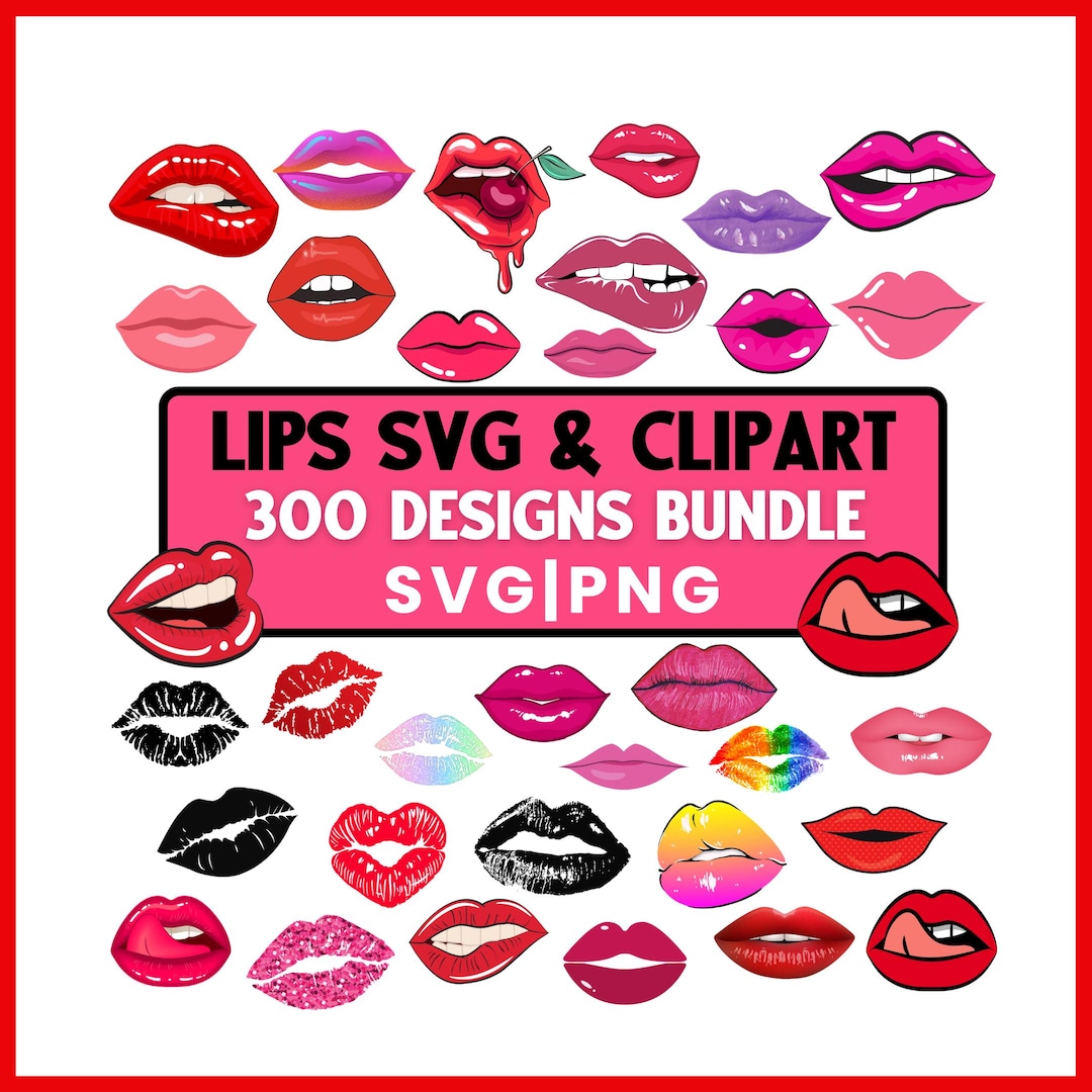 Lippen SVG-Bundle, Lippen Png-Dateien für Cricut, Lippenstift-Svg ...