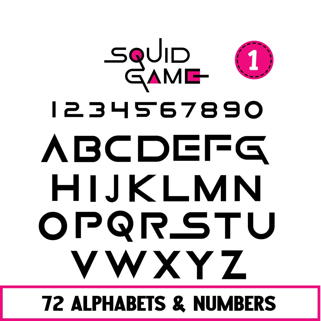 Squid Font, Game Font Alphabet, Game Letters, Font TTF, Game Alphabet ...
