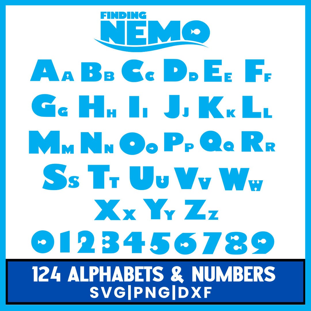 Nemo Font, Clown Fish Font, Kids Font, Finding Nemo Font, Digital Font ...