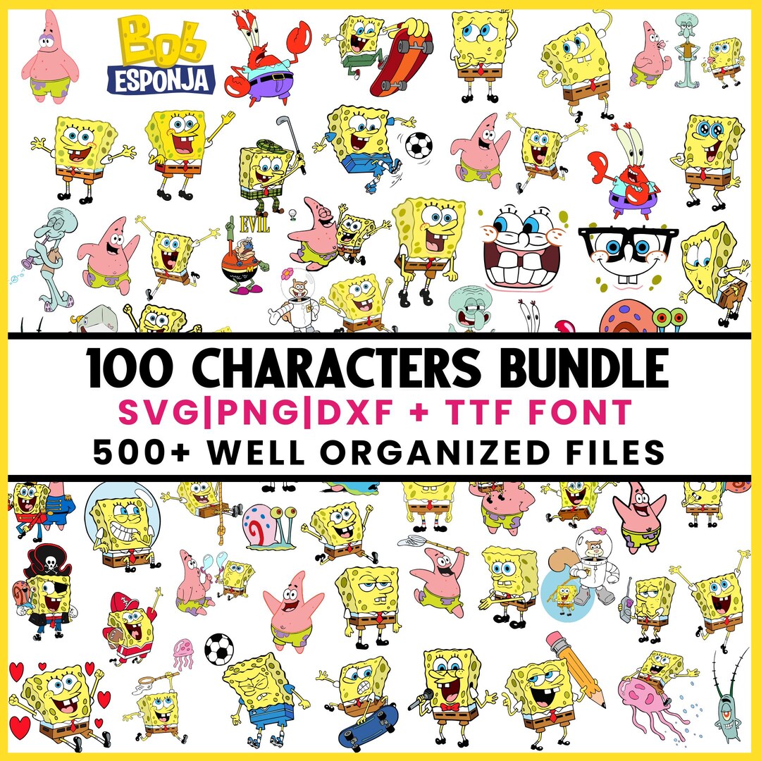 Spongebob Svg Bundle Spongebob Font Svg Svg Cut Files For Cricut Bob Cartoon Svg Cartoon