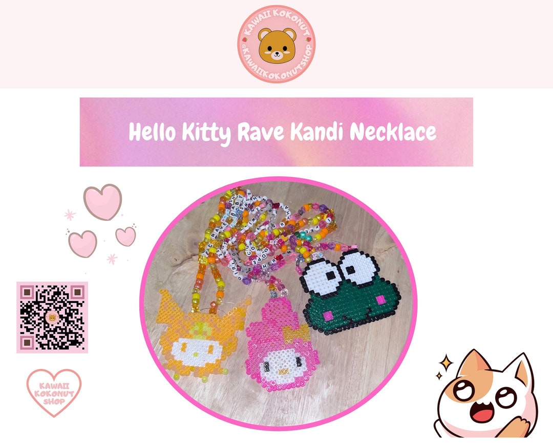 Hello Kitty KANDI Rave Necklace EDC Necklace RAVE Gear - Etsy