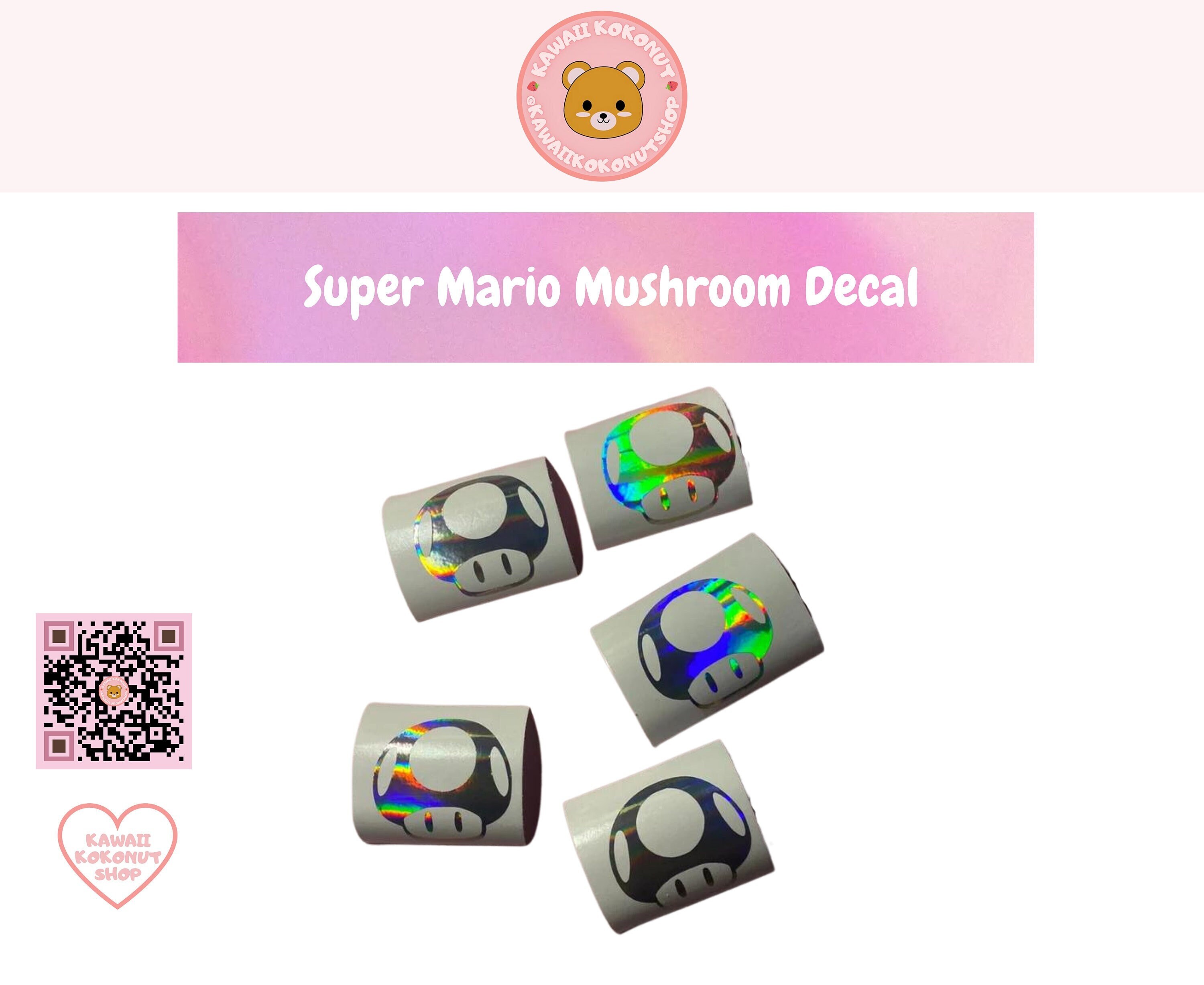 Super Mario Mushroom Sticker Car Decal Iridescent by Kawaiikokonutshop ...