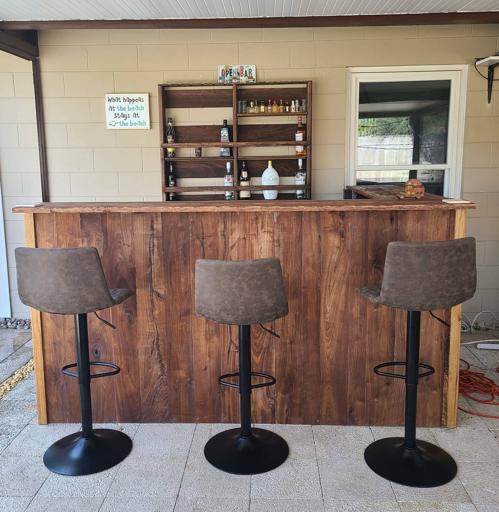 Rustic Outdoor Wood Bar Custom Made Bar Made to Order Real Wood Oak and ...