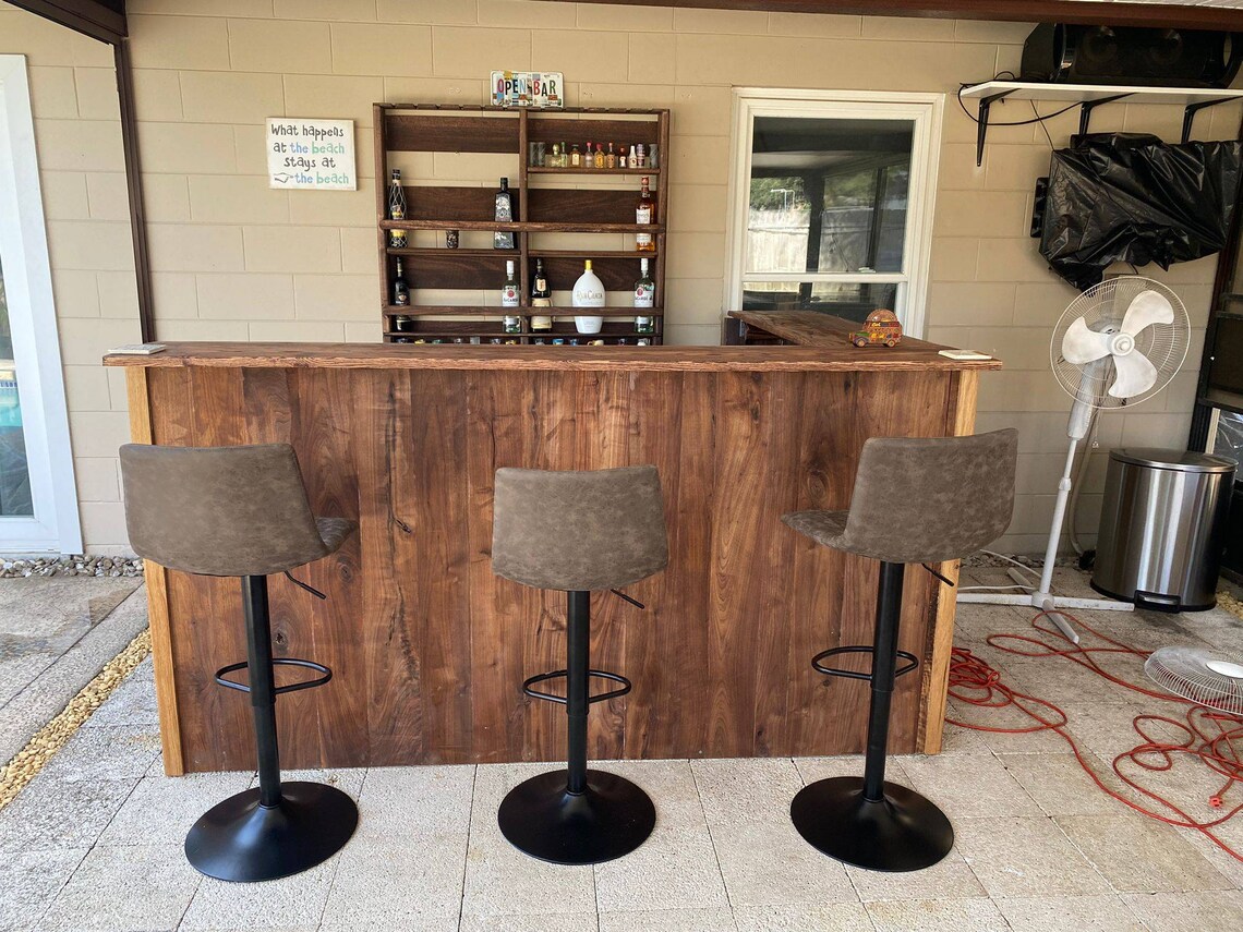 Rustic Outdoor Wood Bar Custom Made Bar Made to Order Real Wood Oak and ...