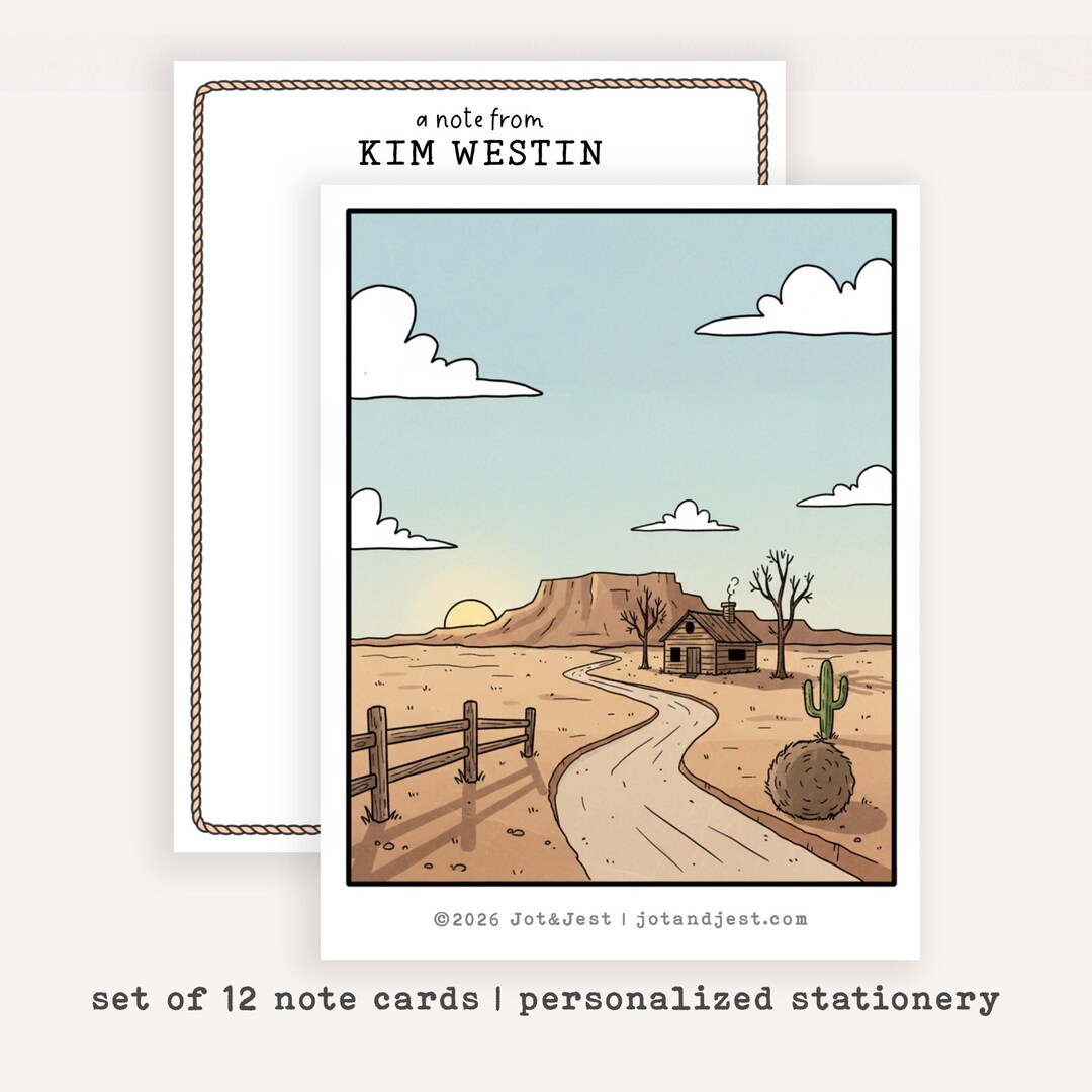 Personalized Country Western Note Cards • Custom Name Stationery ...