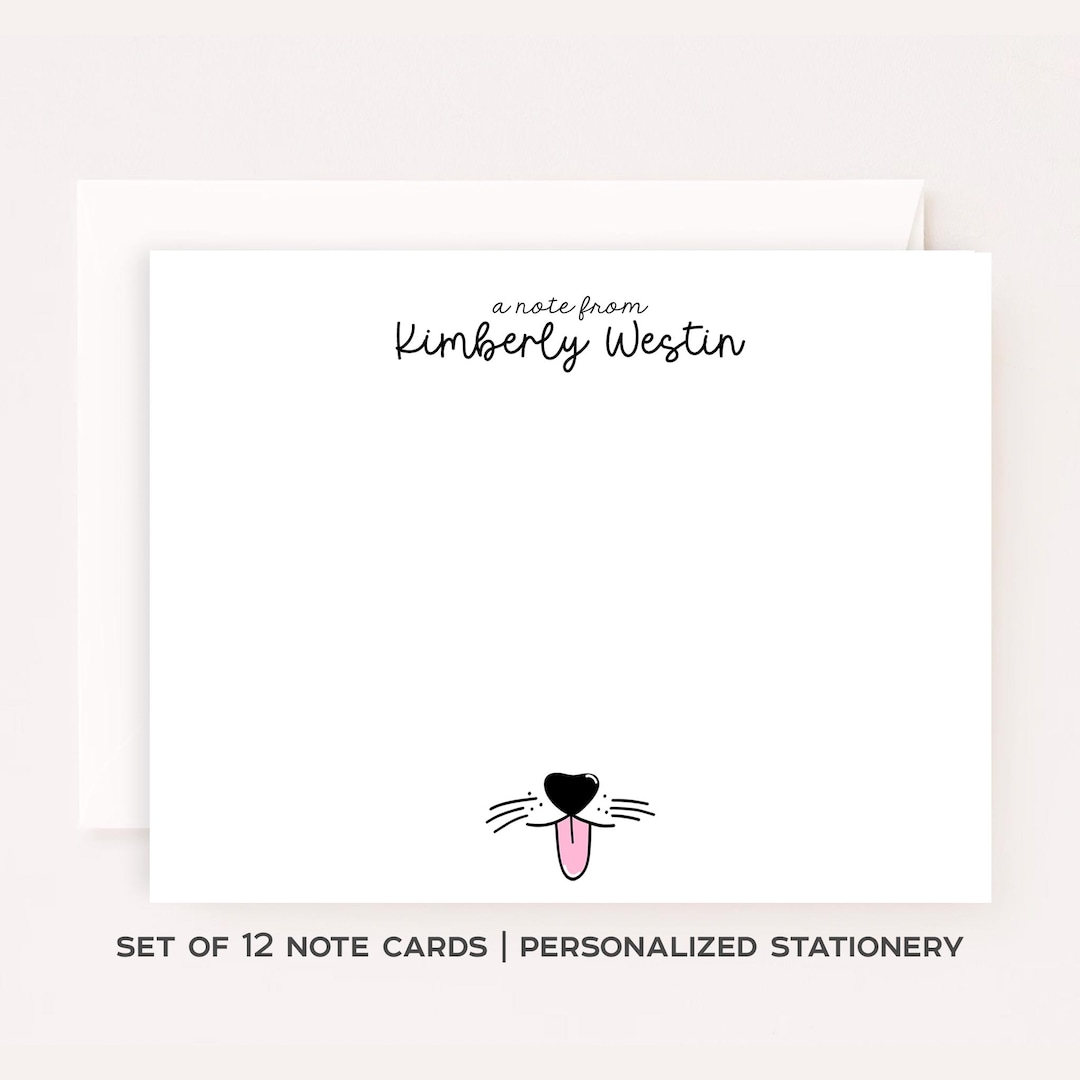 Personalized Dog Stationery Custom Notecard Flat Note Card Minimalist ...