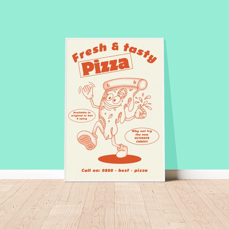 Retro Pizza / Colour Options / Size Options / Graphic Design - Etsy