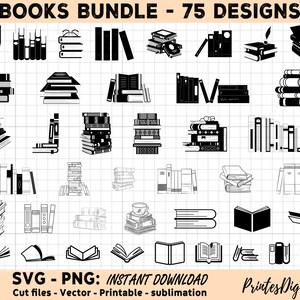 75 Books Bundle Svg Png, Books Svg, Books Png, Book Svg, Book Png ...