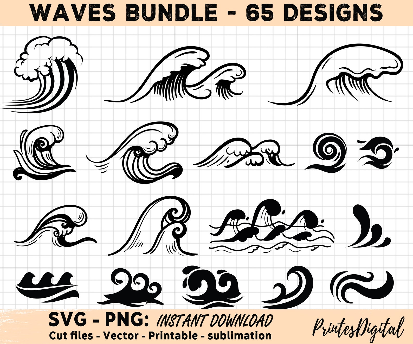 65 Wave Svg Bundle Wave Png Wave Svg Waves Svg Png Wave - Etsy New Zealand