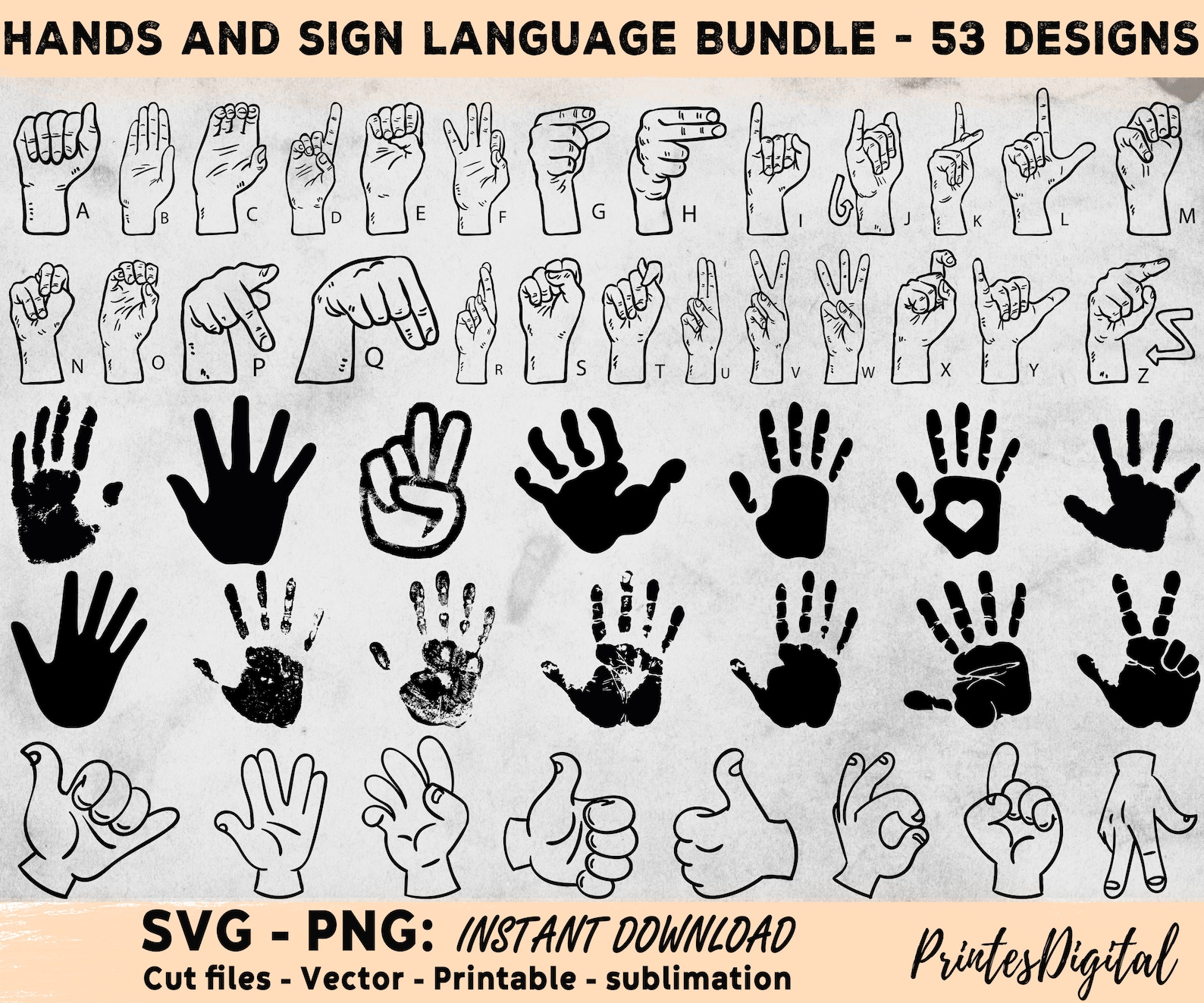 Handprint Svg, Sign Language Svg, Hands Png, Hands Svg, Hand Svg, Hand ...