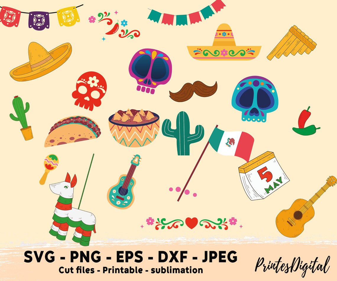 Mexican Svg Png Bundle, Mexico Svg Png, Cinco De Mayo Svg Png, Sombrero ...