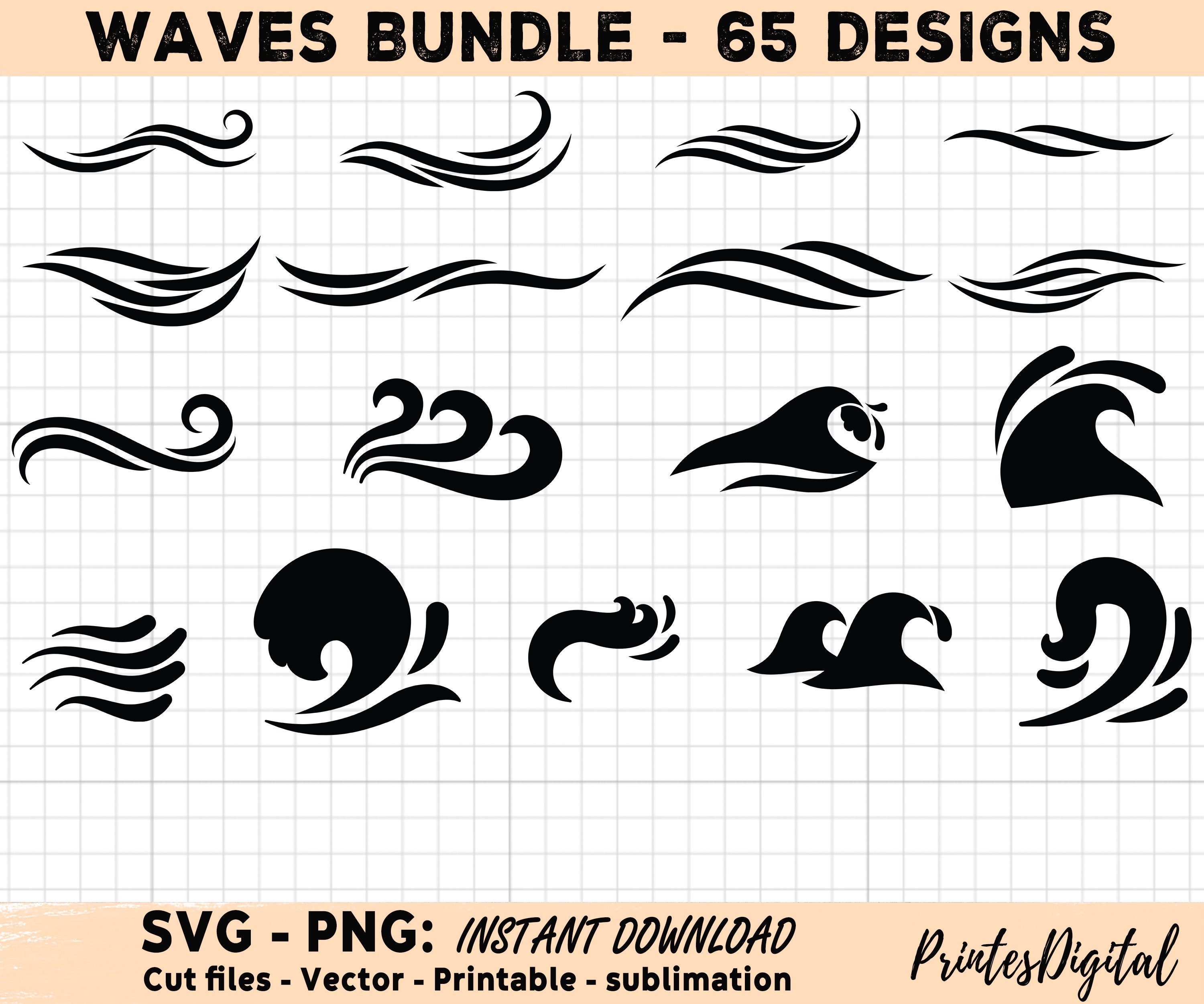 65 Wave Svg Bundle Wave Png Wave Svg Waves Svg Png Wave - Etsy Finland