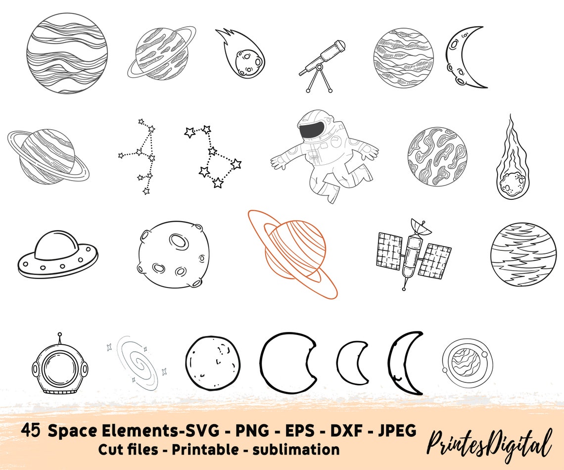45 Space Svg Bundle Planets Svg Cricut Stars Svg Earth Svg | Etsy