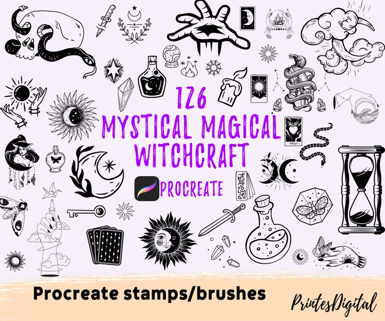 126 Mystical Procreate Stamp Mystic Procreate Brushes Magic - Etsy