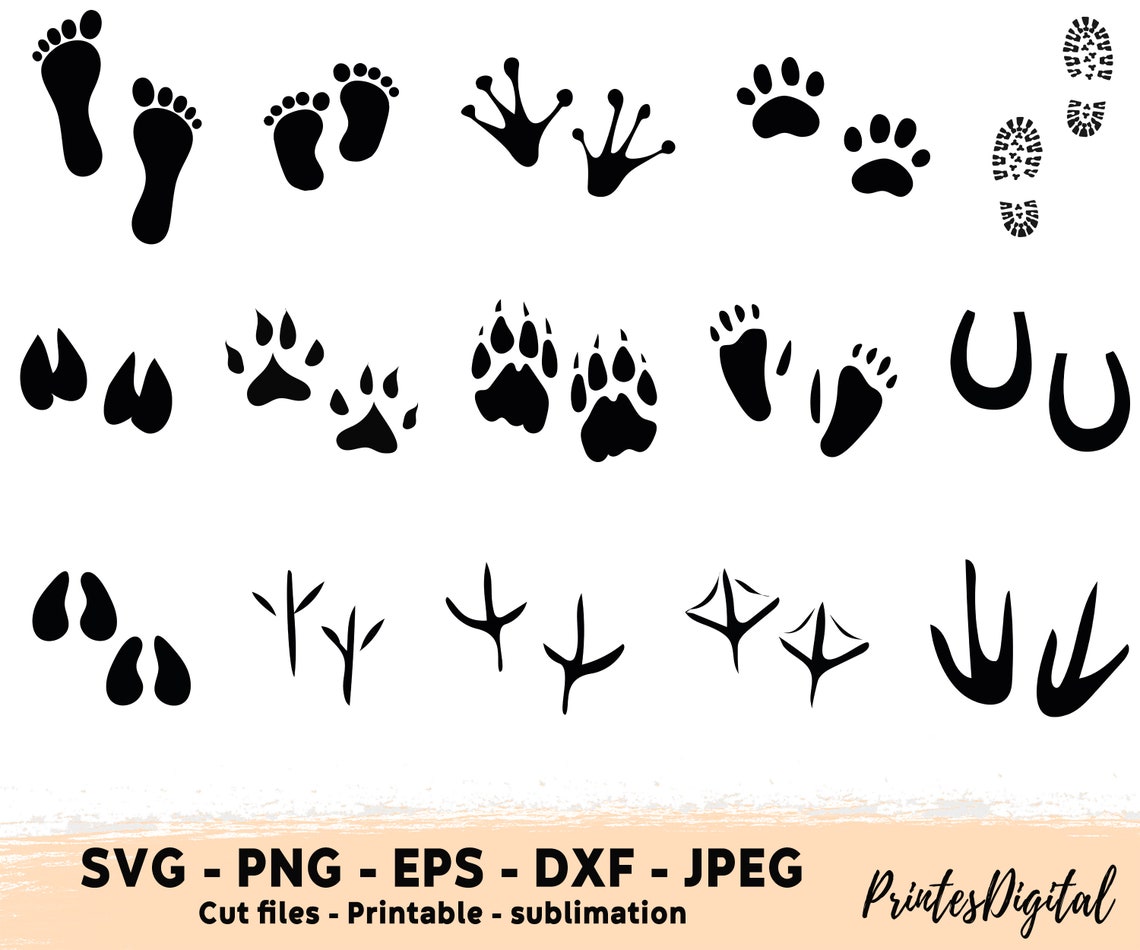 15 Foot Prints Svg Png Dxf Eps Foot Print Baby Paw Print - Etsy