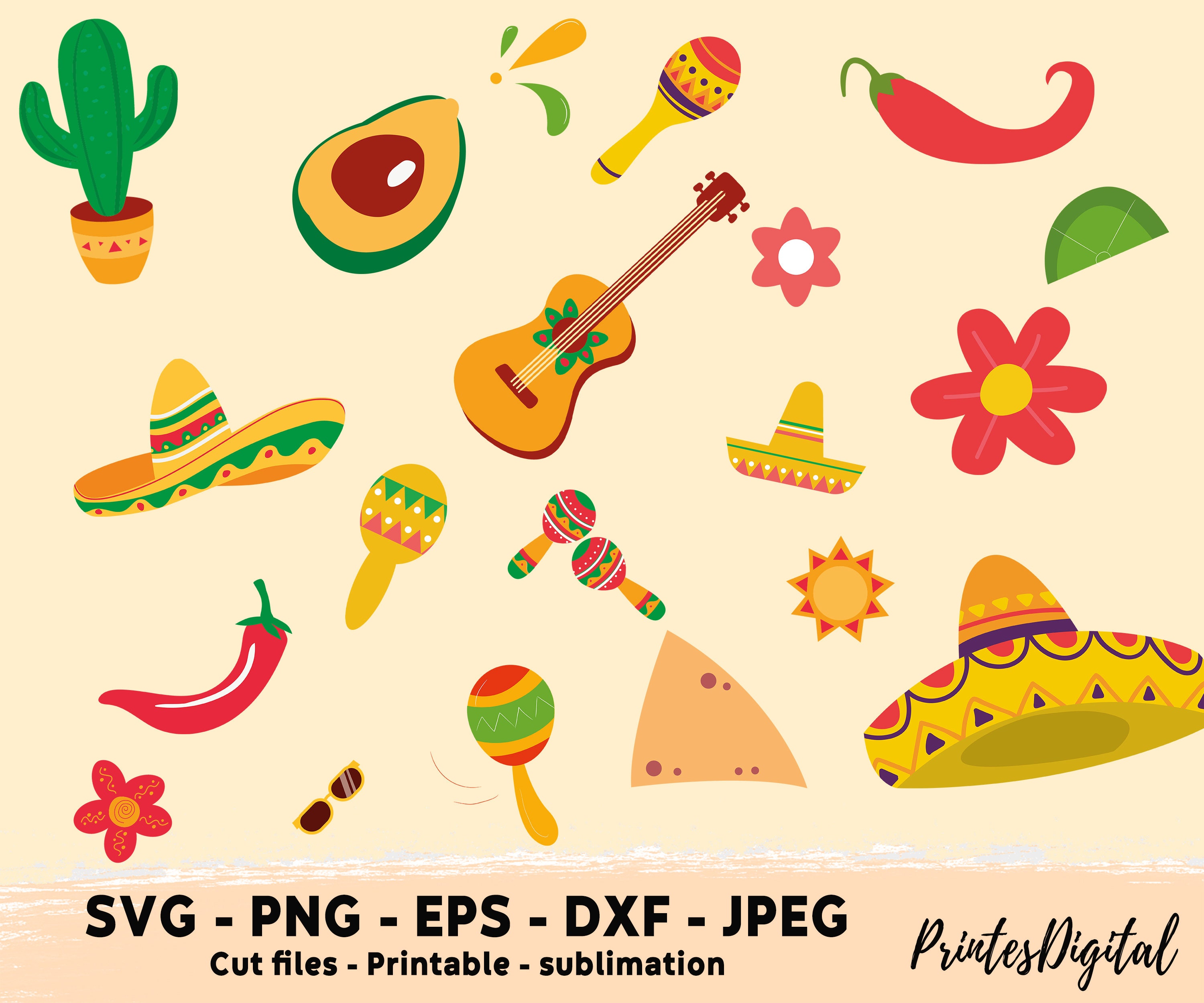 Mexican Svg Png Bundle, Mexico Svg Png, Cinco De Mayo Svg Png, Sombrero ...