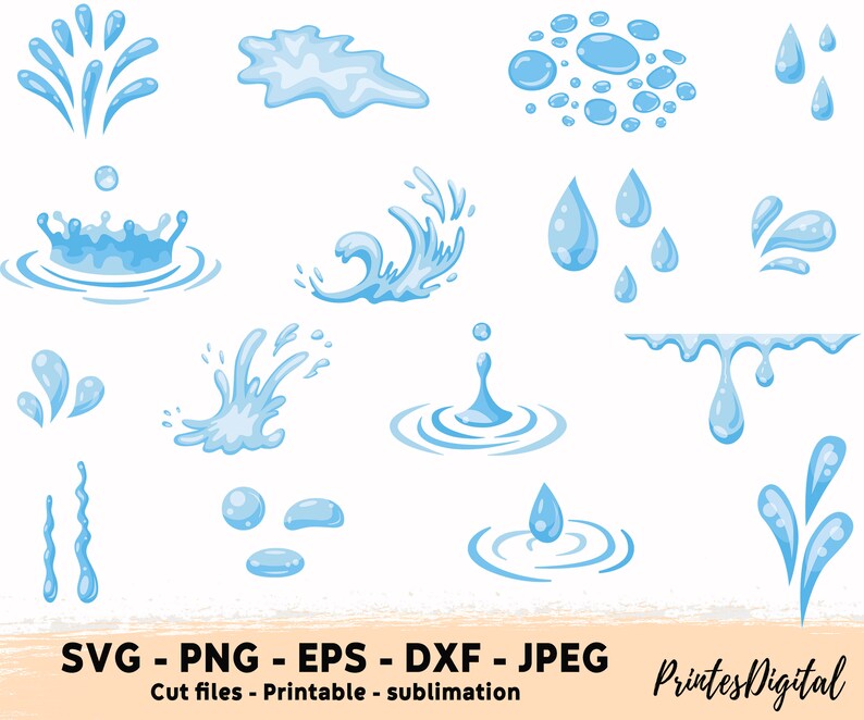 44 Water Droplet Png Svg Bundle, Water Drop Svg, Water Splash Svg ...