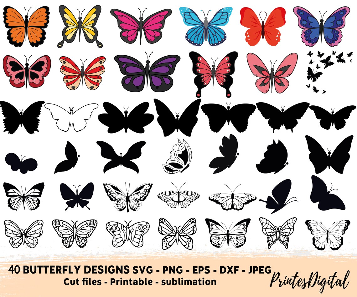 40 Butterfly Svg Bundle Butterfly Svg Butterfly Png | Etsy Canada