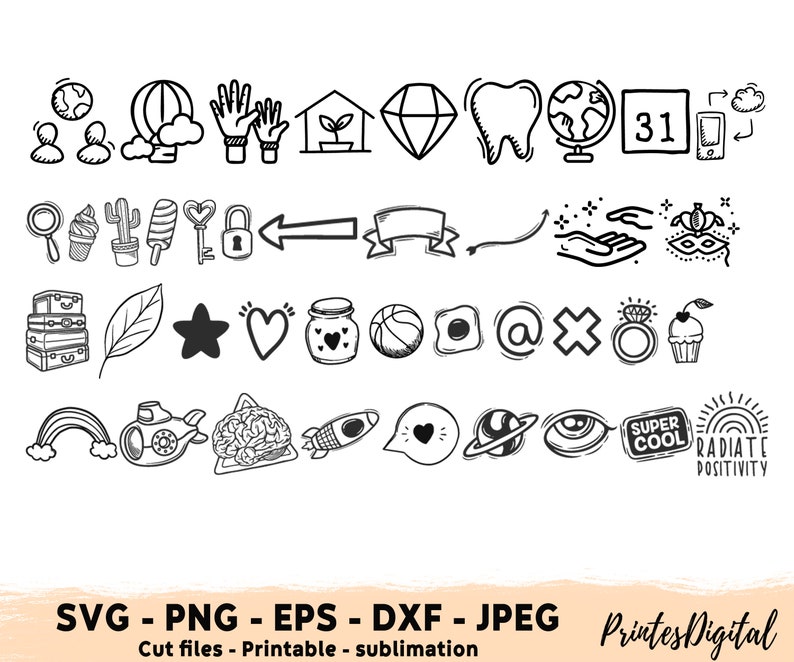 152 Doodle Svg Png Animal Doodle Svg Doodle Elements Svg - Etsy