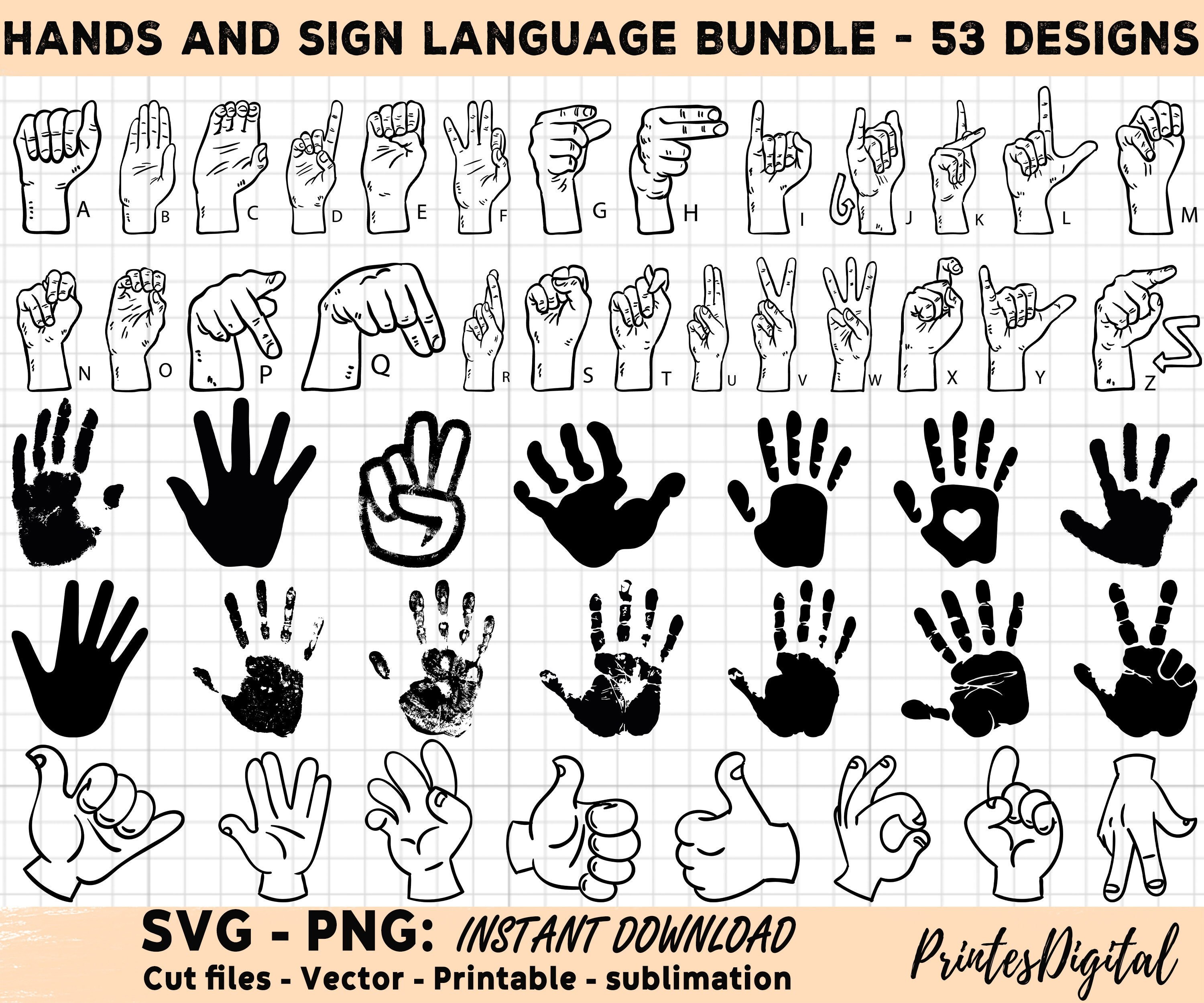 Handprint Svg Sign Language Svg Hands Png Hands Svg Hand - Etsy Australia