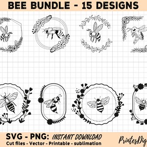 15 Bee Svg Bundle , Bee Svg, Bee Png, Honey Bee Svg, Bumble Bee Svg Png ...