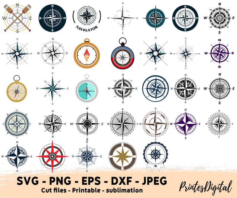 33 Nautical Compass Svg Nautical Compass Png Compass Svg - Etsy