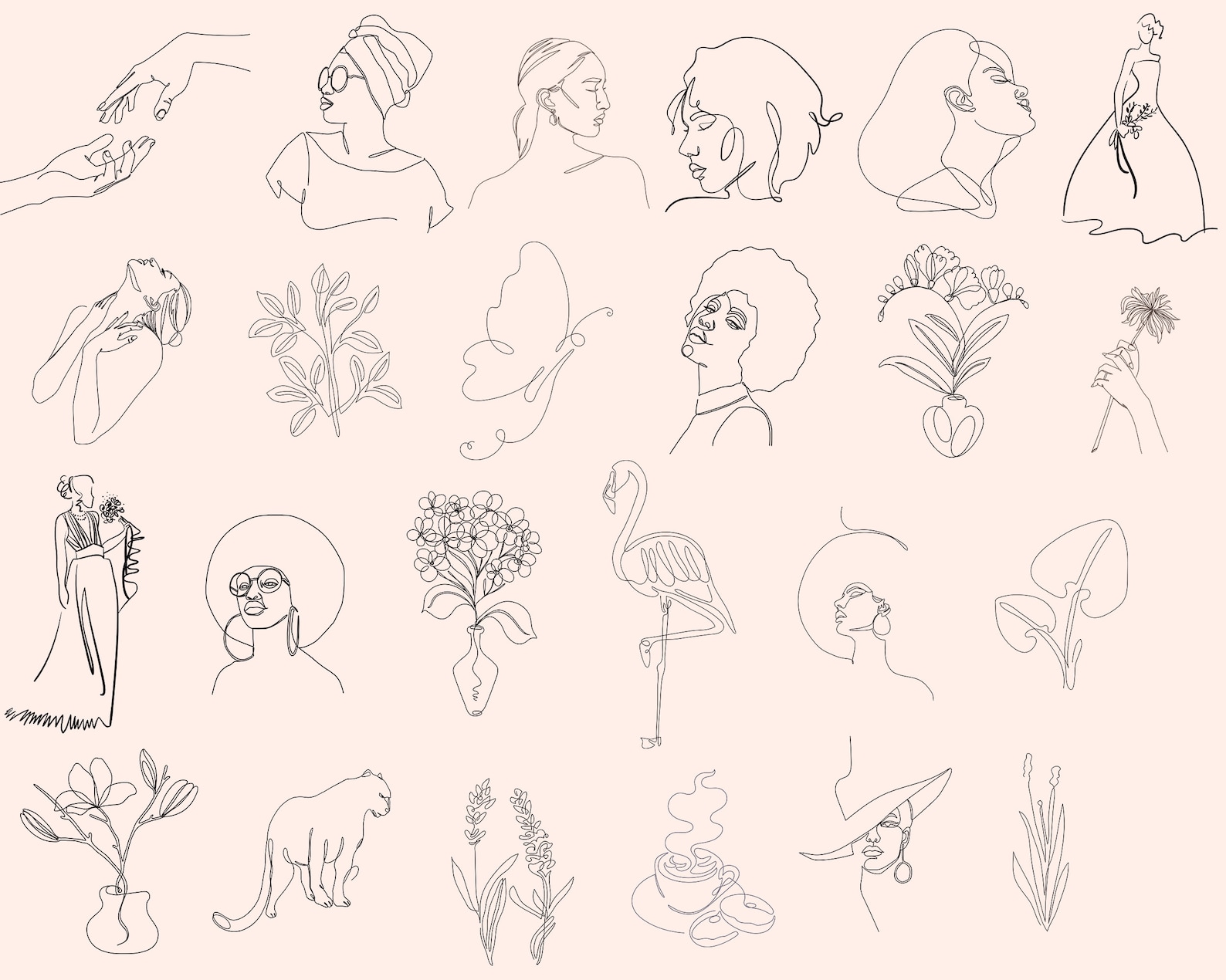 120 Line Art Svg Bundle Lineart Png Line Art Black Woman - Etsy