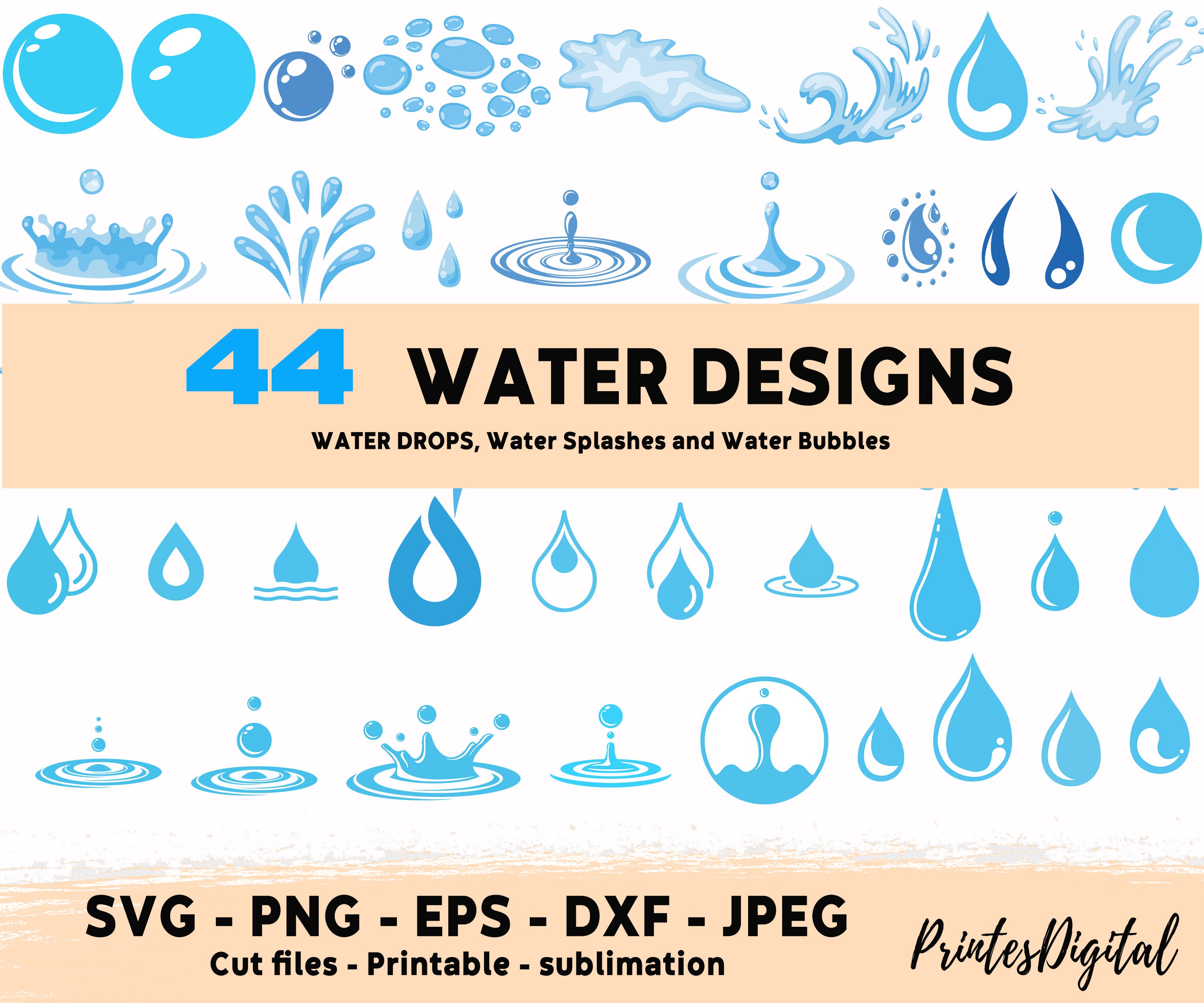 44 Water Droplet Png Svg Bundle, Water Drop Svg, Water Splash Svg ...
