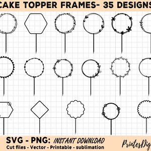 35 Cake Topper Frames Svg, Cake Topper Svg, Wedding Cake Topper Svg ...