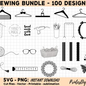 100 Sewing Svg Png Bundle, Sewing Machine Svg Png, Pin Cushion Svg Png ...