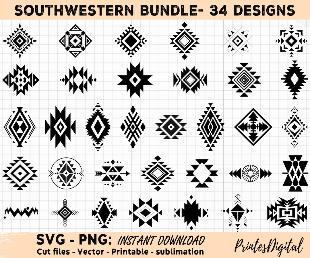 Southwestern Elements Svg Png, Aztec Svg Png Bundle, Southwest Ornament ...