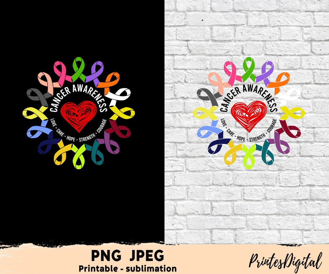 Cancer in All Colors Png Sublimation, Cancer Awareness Png Sublimation ...