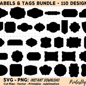 110 TAGS and LABELS Svg Png Bundle; Tag Svg, Label Svg, Product Labels ...