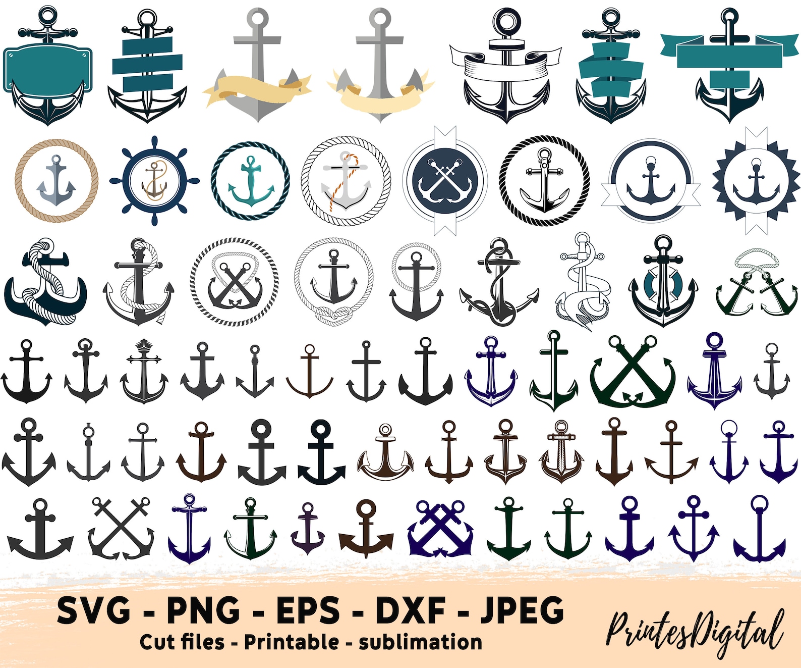 340 Nautical Svg Bundle Png Nautical Svg Clipart Anchor Svg - Etsy