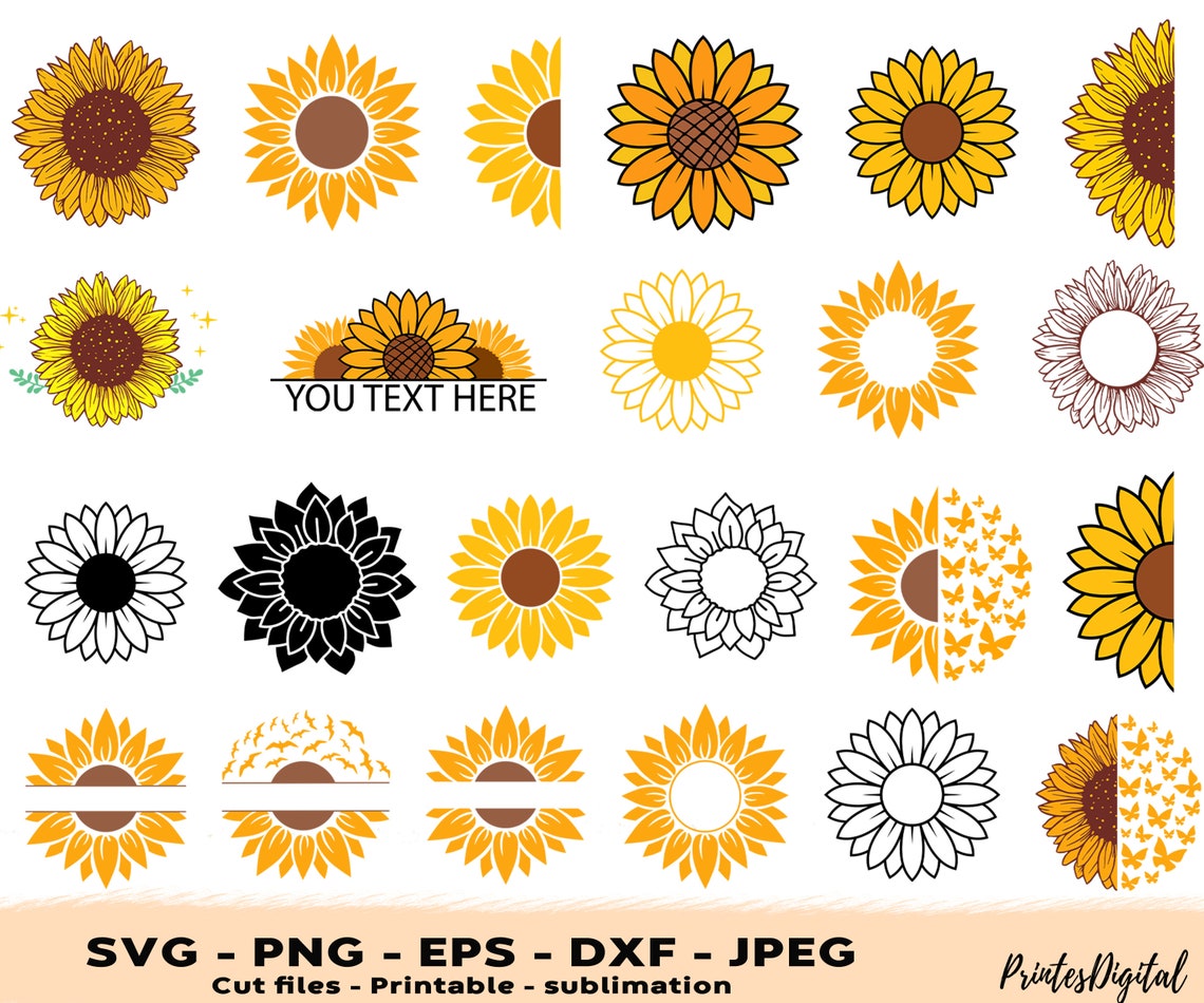 60 Sunflower Svg Png Bundle Sunflower Svg Sunflower PNG - Etsy