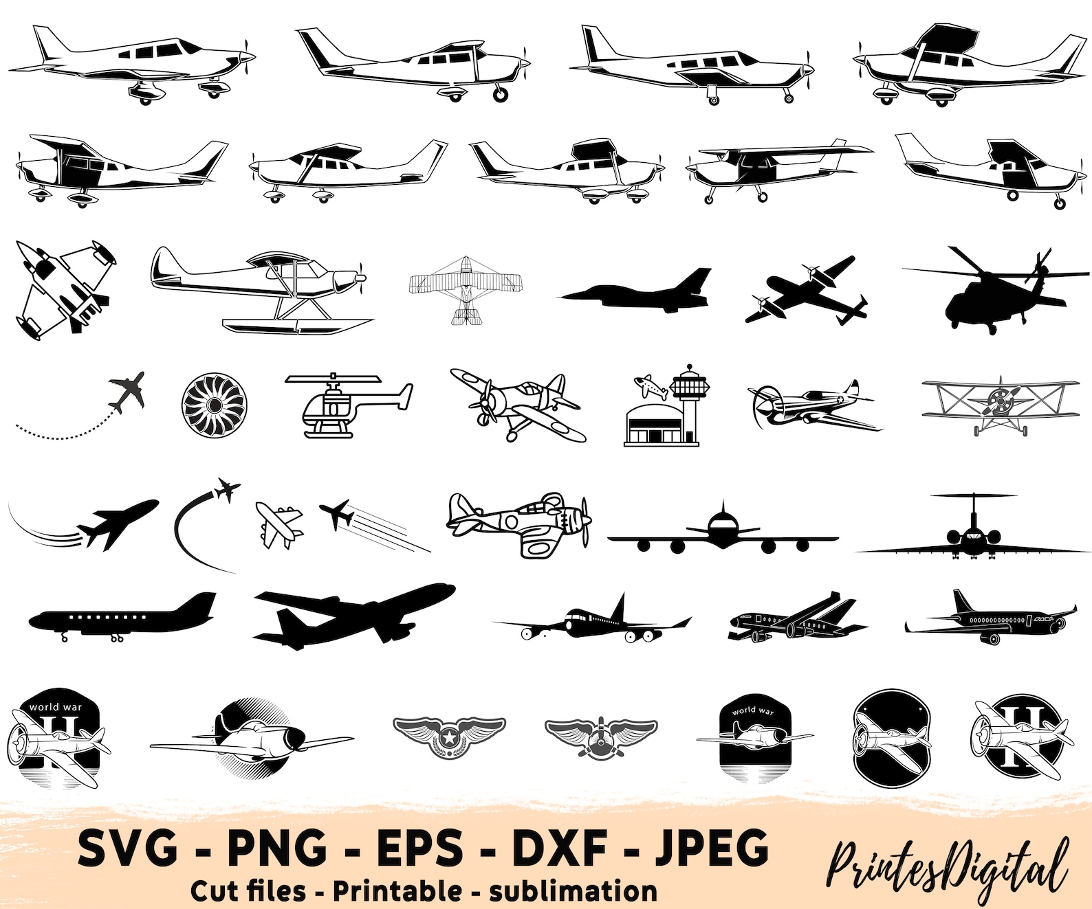 173 Aviation Svg Bundle Png, Airplane Svg Png, Biplane SVG Png, Jets ...