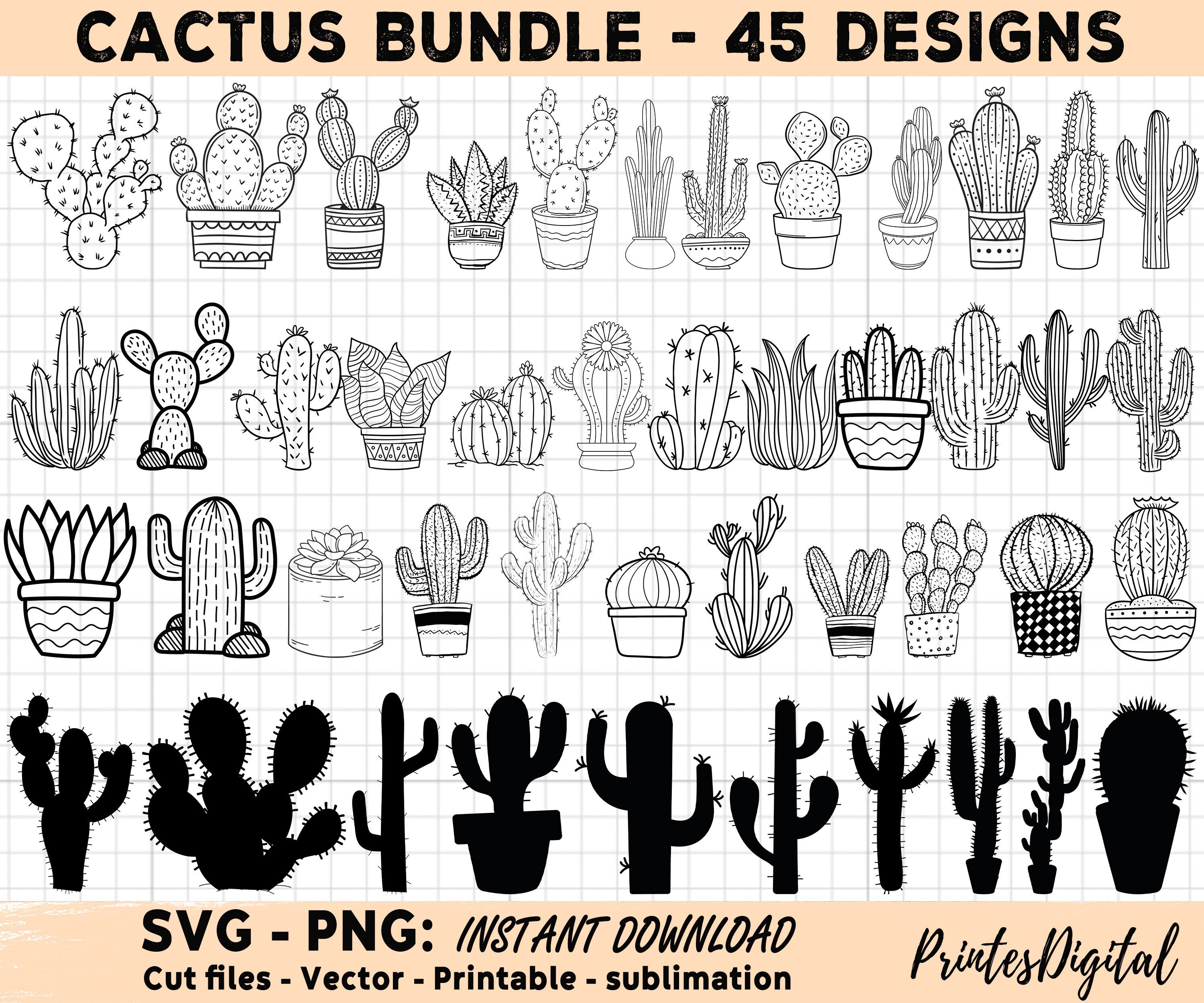 45 Cactus Svg Bundle , Cactus Svg, Cactus Png, Cactus Flower Svg Png ...