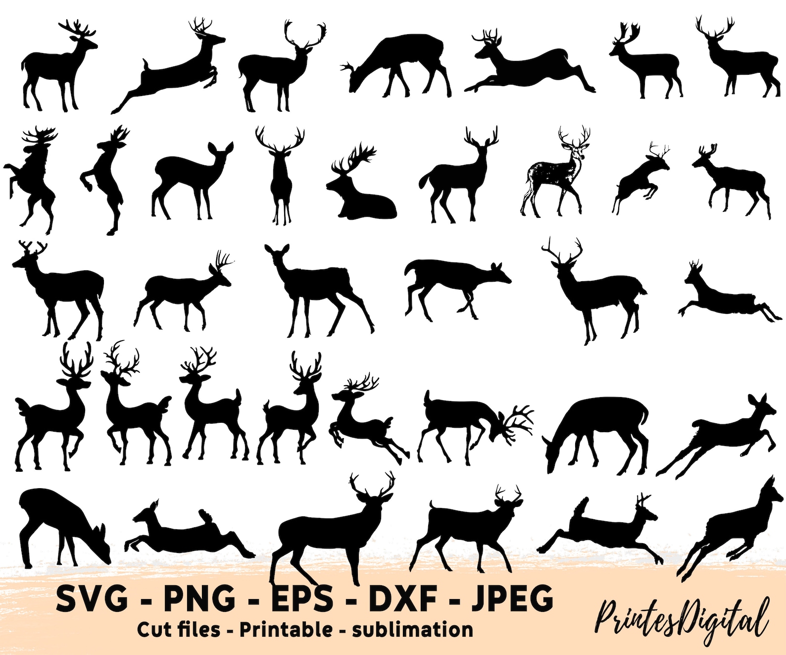 80 Deer Svg Deer Png Deer Antlers Svg Deer Hunting Svg - Etsy