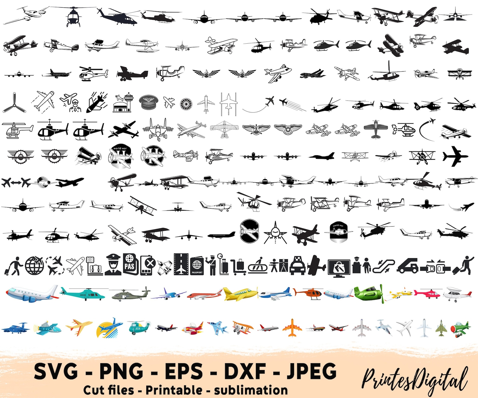 173 Aviation Svg Bundle Png, Airplane Svg Png, Biplane SVG Png, Jets ...