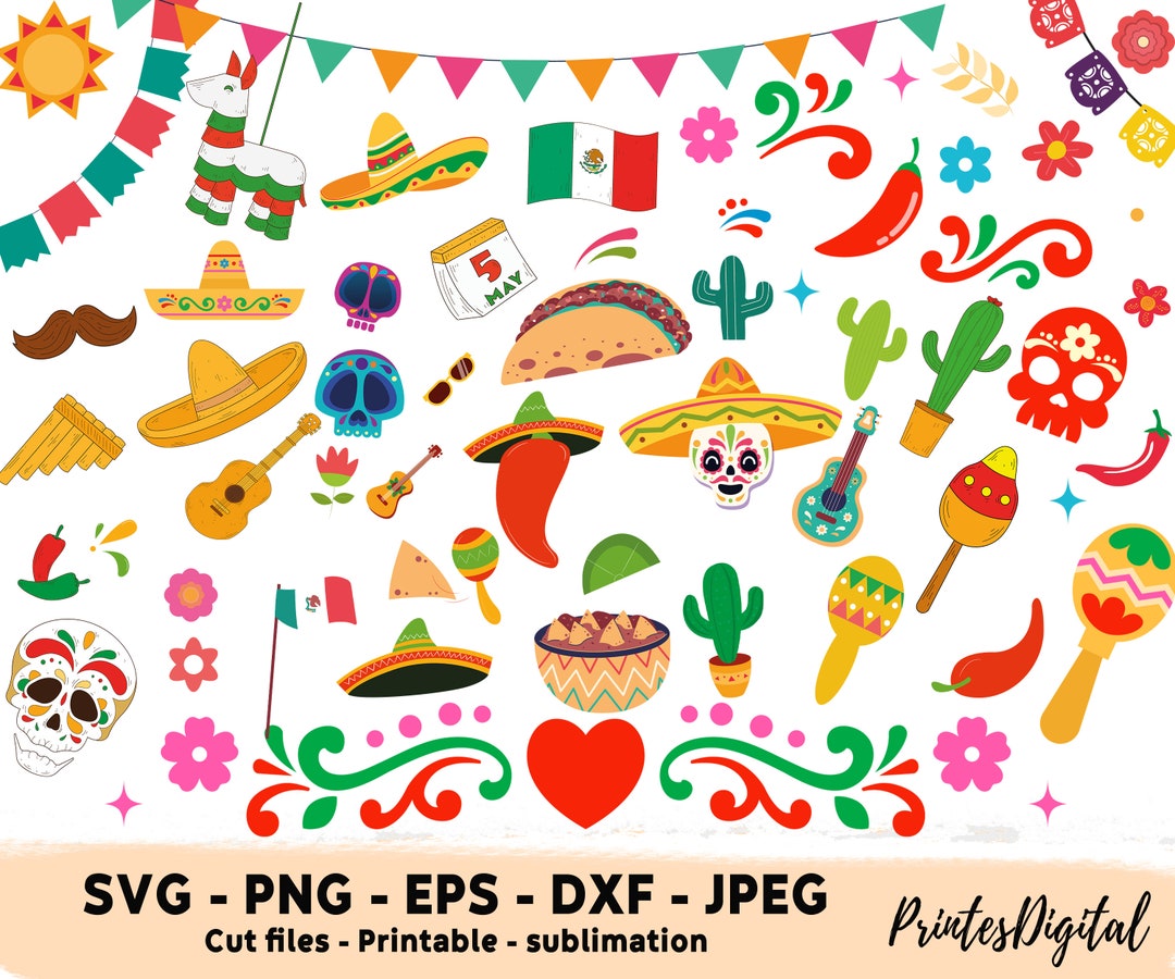 Mexican Svg Png Bundle, Mexico Svg Png, Cinco De Mayo Svg Png, Sombrero ...